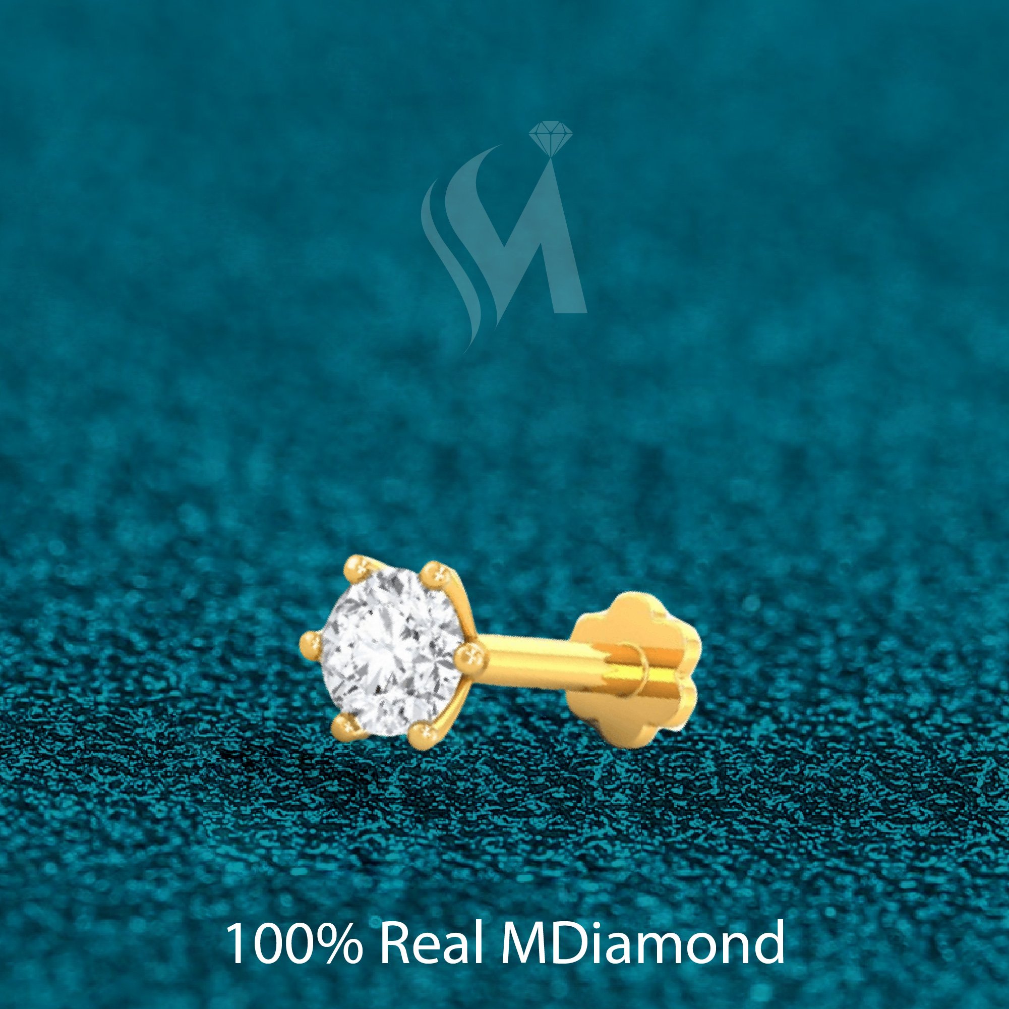 M Diamond One Stone Nose Pin-3CN – Moissanite Diamond